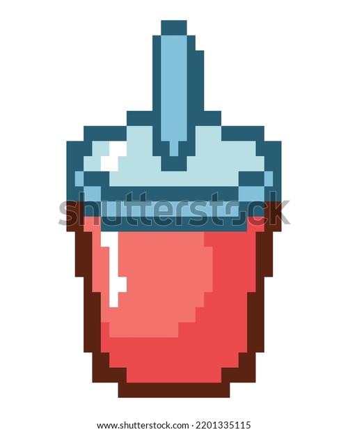 Juice Cup Pixel Art Isolated Icon Stock Vector (Royalty Free ...