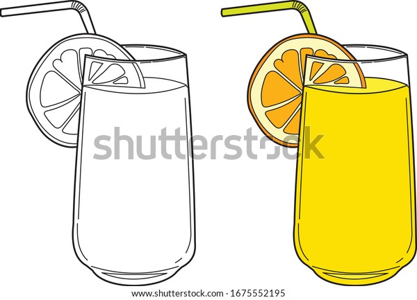 Juice Drink Food Vector Drawing Outline Stock Vector (Royalty Free ...