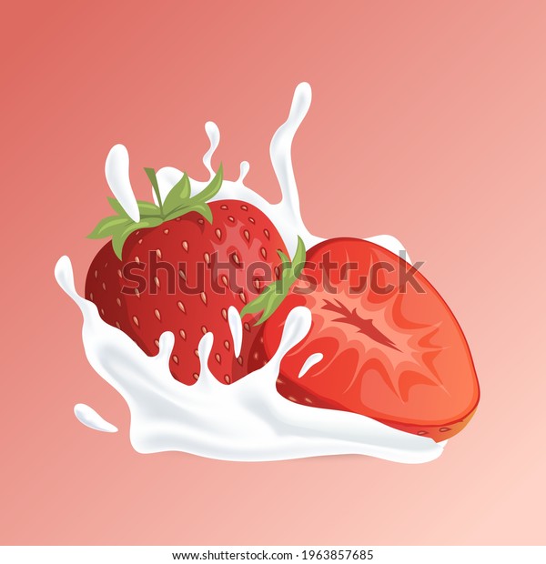 Juicy Strawberry Splash White Liquid Cartoon Stock Vector (Royalty Free ...