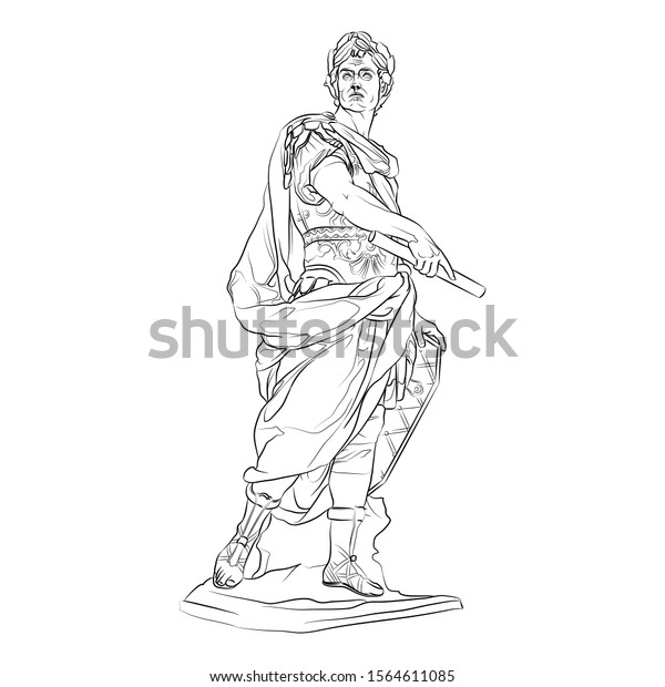 Stock vektor „Julius Caesar Statue Line Drawing Vector“ (bez autorských ...