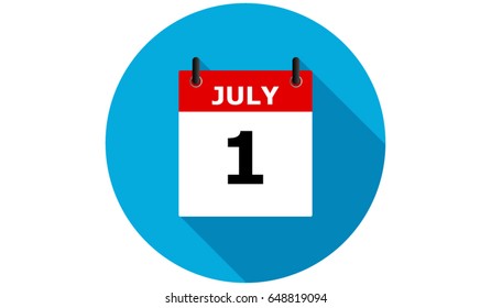 July 1 Blue Calendar Vector Flat Stock Vector (Royalty Free) 648819094 ...