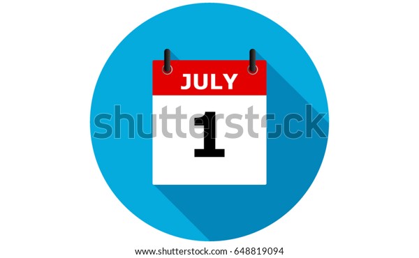 July 1 Blue Calendar Vector Flat Stock Vector (Royalty Free) 648819094 ...