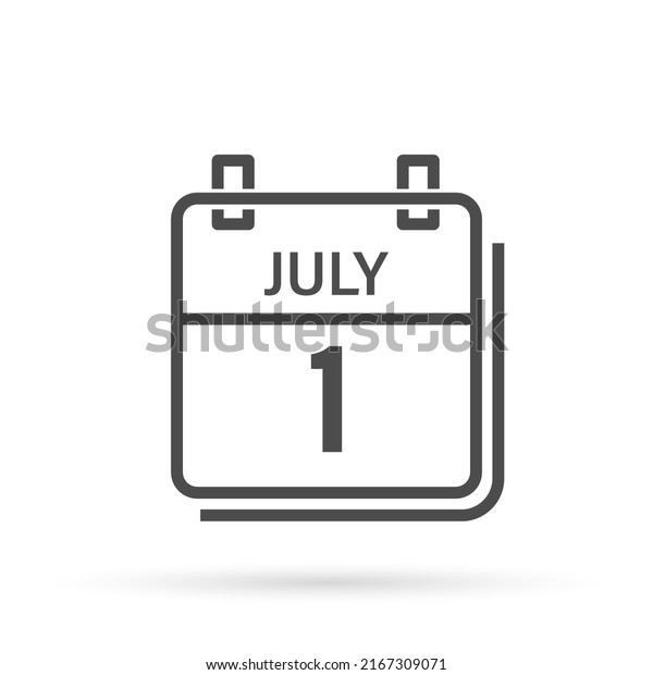 July 1 Calendar Icon Shadow Day Stock Vector (Royalty Free) 2167309071 ...