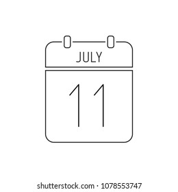 July 11 Calendar Icon Thin Line Stock Vector (Royalty Free) 1078553747 ...