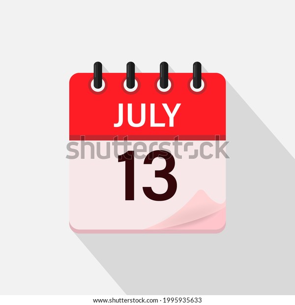 July 13 Calendar Icon Shadow Day Stock Vector (Royalty Free) 1995935633 ...