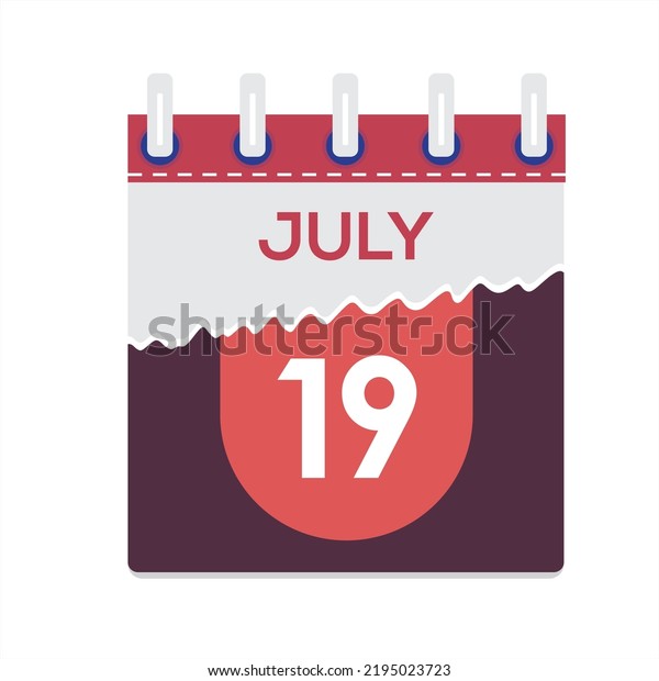 July 19 Vector Flat Daily Calendar Stock Vector (Royalty Free ...