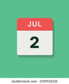 July 2 Calendar Icon Vector Flat Stock Vector (Royalty Free) 2199532535 ...