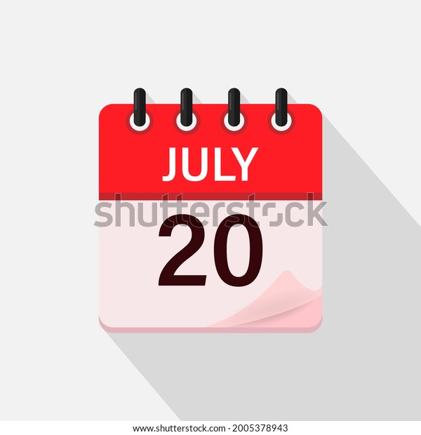 July 20 Calendar Icon Shadow Day Stock Vector (Royalty Free) 2005378943 ...