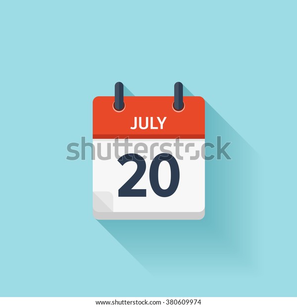 July 20 Calendar Iconvector Illustrationflat Styledateday Stock Vector ...