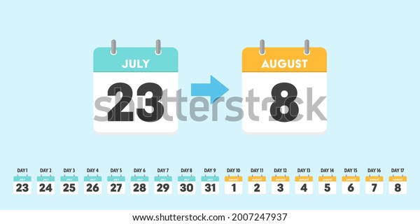 July 23th August 8th Calendar Summer Stock Vector (Royalty Free ...