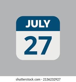 July 27 Calendar Date Icon Stock Vector (Royalty Free) 2136232927 ...