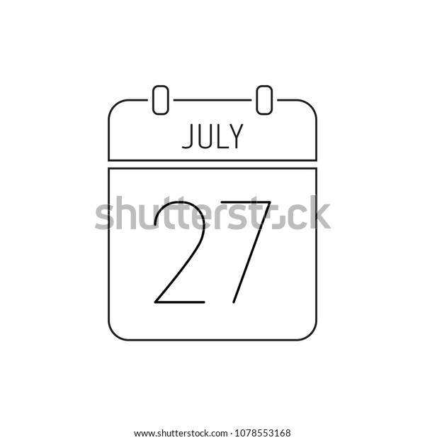 July 27 Calendar Icon Thin Line Stock Vector (Royalty Free) 1078553168 ...