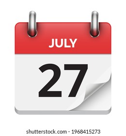 July 27 Flat Daily Realistic Calendar Stock Vector (Royalty Free ...