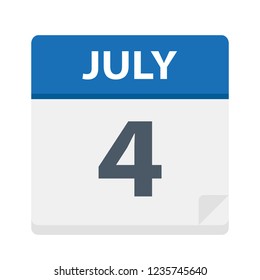 July 4 Calendar Icon Vector Illustration Stock Vector (Royalty Free ...