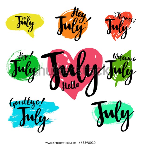 July Calligraphic Set Spot On Background Stock Vector (Royalty Free ...