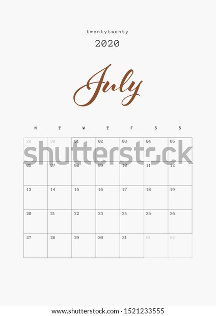 July Daily Planner 2020 Year Design Stock Vector (Royalty Free) 1521233555