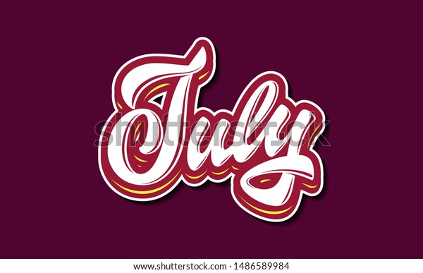 July Hand Drawn Lettering Bright Vector Stock Vector (Royalty Free ...