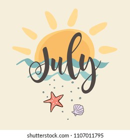 July Illustrated Month Title Vector Eps10 Stock Vector (Royalty Free ...