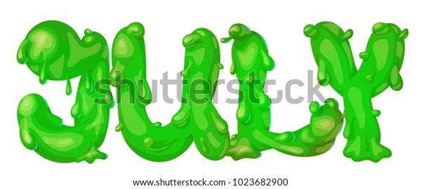 July Lettering Realistic Cartoon Vector Illustration Stock Vector ...