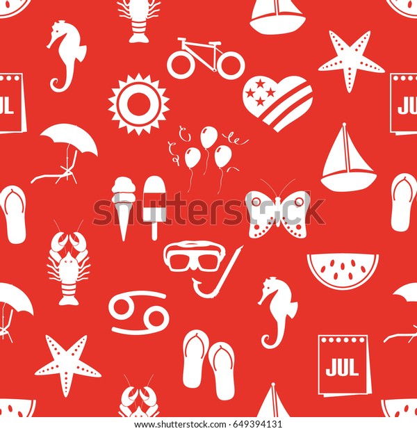 July Month Theme Set Simple Icons Stock Vector (Royalty Free) 649394131 ...