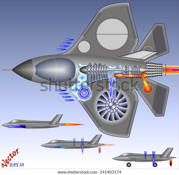 Jump Jet Vertical Takeoff Landing Stock Vector (Royalty Free) 141403174