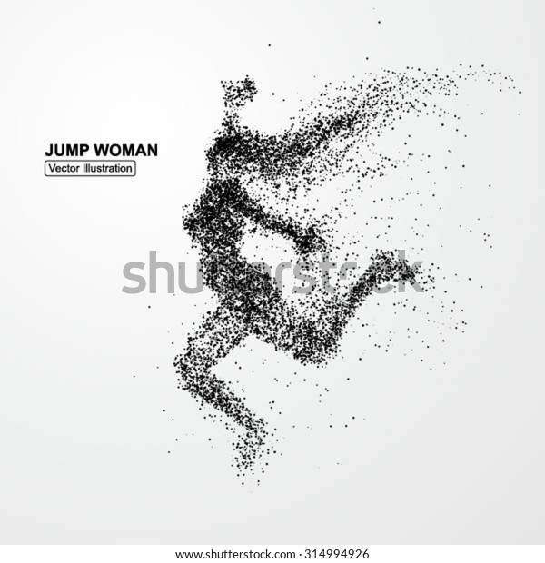 Jump Womanvector Graphics Composed Particles Stock Vector (Royalty Free ...