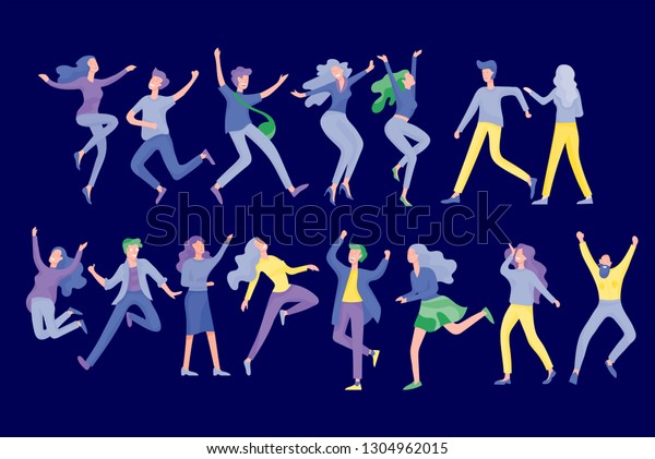Jumping Character Various Poses Group Young Stock Vector (Royalty Free ...