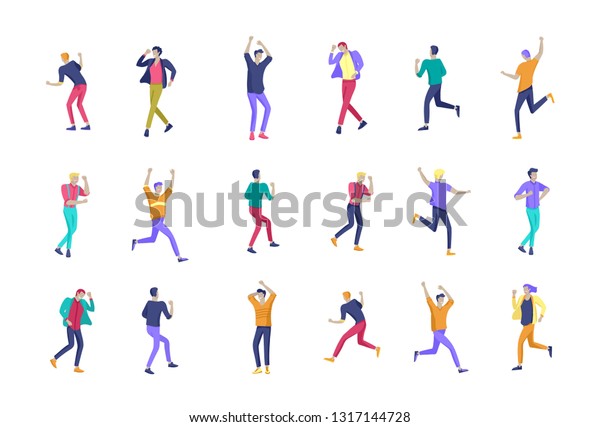 Jumping Character Various Poses Group Young Stock Vector (Royalty Free ...