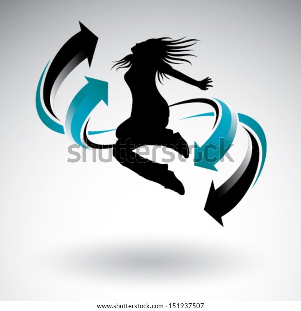 Jumping Girl Arrows Stock Vector (Royalty Free) 151937507 | Shutterstock