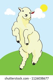 Jumping Happy Sheep Drawing Farm Stock Vector (Royalty Free) 1126038677 ...