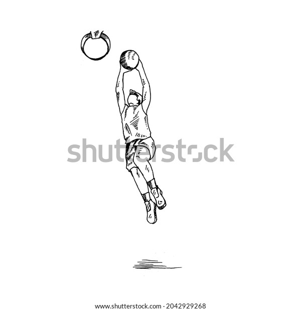 Jumping High Jump Basketball Player Puts Stock Vector (Royalty Free ...