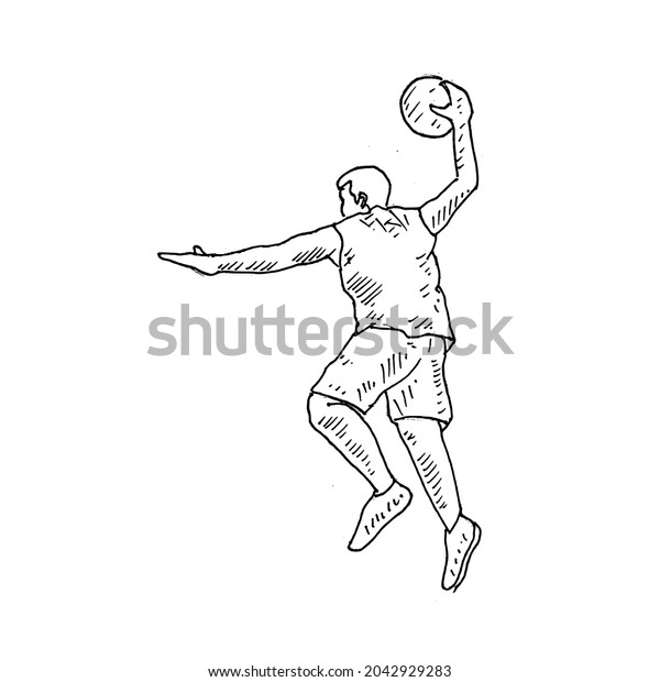 Jumping High Jump Basketball Player While Stock Vector (Royalty Free ...