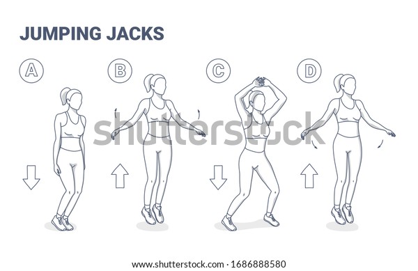 Jumping Jacks Exercise Girl Workout Star Stock Vector (Royalty Free ...