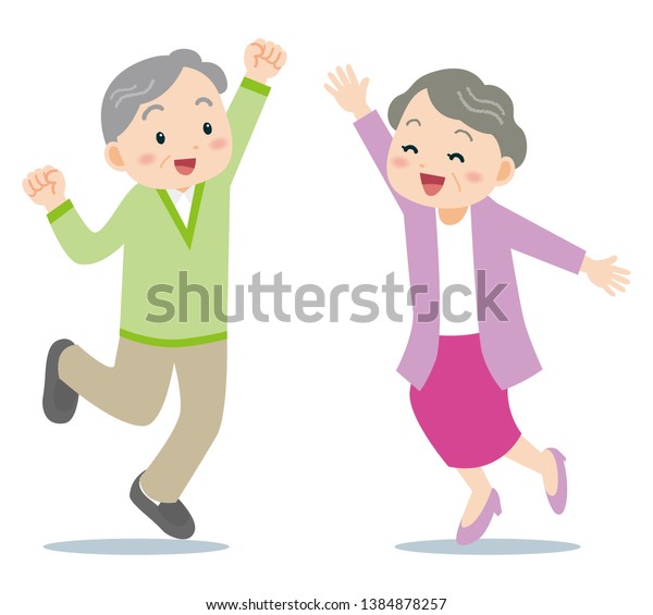 Jumping Old People On White Background Stock Vector (Royalty Free ...