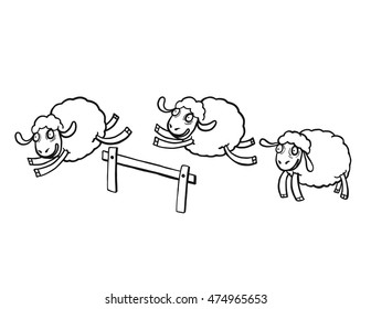 Jumping Sheep Funny Sheep Cartoon Isolated Stock Vector (Royalty Free ...