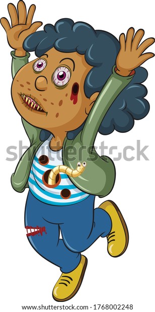 Jumping Zombie Cartoon Vector Art Illustration Stock Vector (Royalty ...