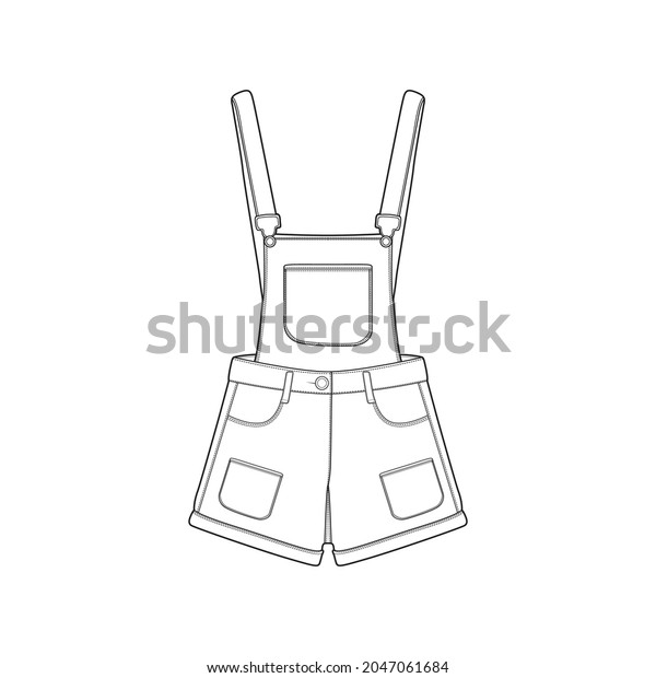 Jumpsuit Outline Drawing Vector Jumpsuit Sketch Stock Vector (Royalty ...