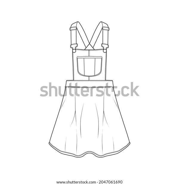 Jumpsuit Outline Drawing Vector Jumpsuit Sketch Stock Vector (Royalty ...