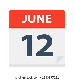 June 12 Calendar Icon Vector Illustration Stock Vector (Royalty Free ...