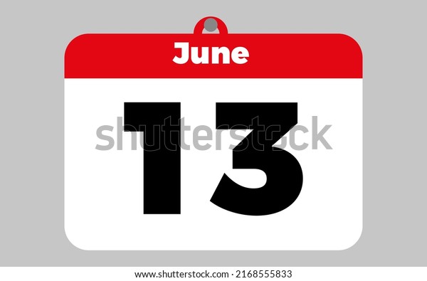 June 13 White Red Calendar Stock Vector (Royalty Free) 2168555833 ...
