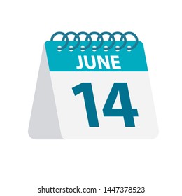 June 14 Calendar Icon Vector Illustration Stock Vector (Royalty Free ...
