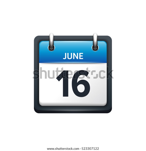 June 16 Calendar Iconvector Illustrationflat Stylemonth Stock Vector ...