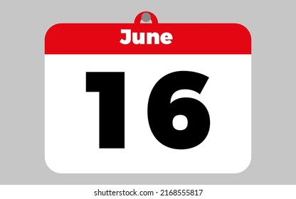 June 16 White Red Calendar Stock Vector (Royalty Free) 2168555817 ...