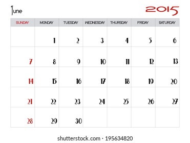 4,449 June 2015 calendar Images, Stock Photos & Vectors | Shutterstock