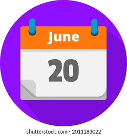 June 20th Calendar Icon Drop Shadow Stock Vector (Royalty Free ...