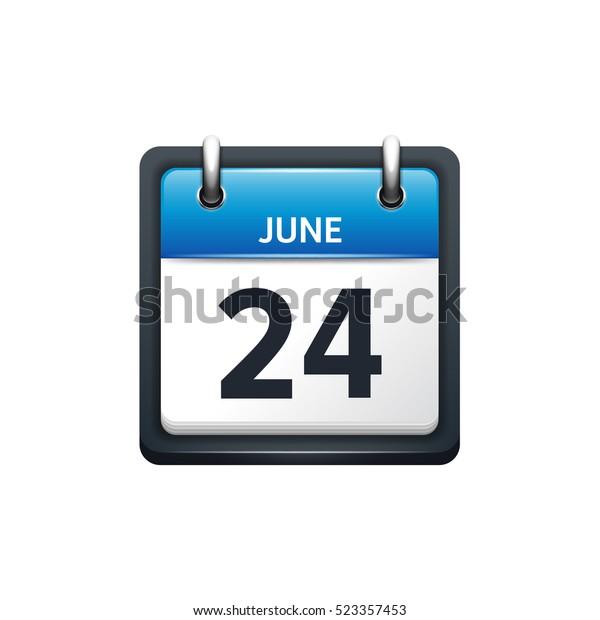 June 24 Calendar Iconvector Illustrationflat Stylemonth Stock Vector ...