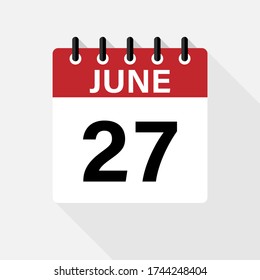 June 27 Calendar Icon Calendar Icon Stock Vector (Royalty Free ...