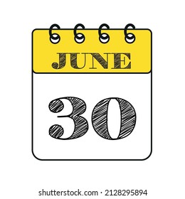 June 30 Calendar Icon Vector Illustration Stock Vector (Royalty Free ...