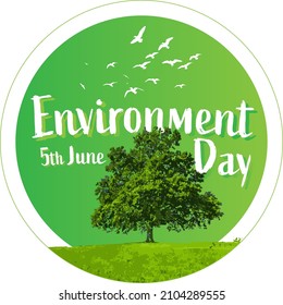 June 5 Environment Day Tree Birds Stock Vector (Royalty Free ...