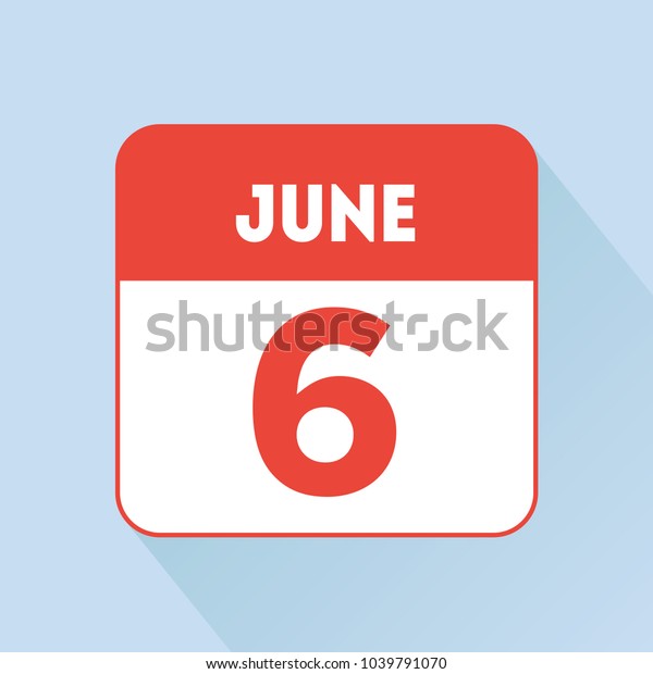 June 6 Calendar Icon Red Flat Stock Vector (Royalty Free) 1039791070 ...